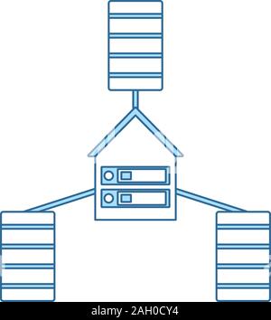 Datacenter Icon. Thin Line With Blue Fill Design. Vector Illustration ...