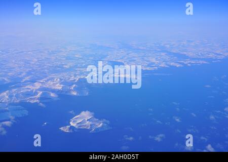 Aerial view of the Labrador Newfoundland area near Nutak and Nain ...