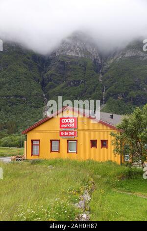 STORVIKA, NORWAY - JULY 25, 2015: Coop Marked supermarket in Norway. It ...