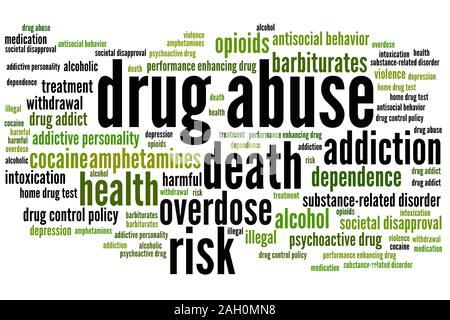 Substance abuse word cloud collage. Drug and alcohol addiction concepts ...