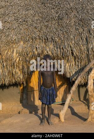 Mundari tribe children in front of a traditional house, Central ...