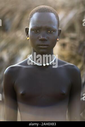 Portrait of Mundari tribe teenage girls, Central Equatoria, Terekeka, South Sudan Stock Photo ...