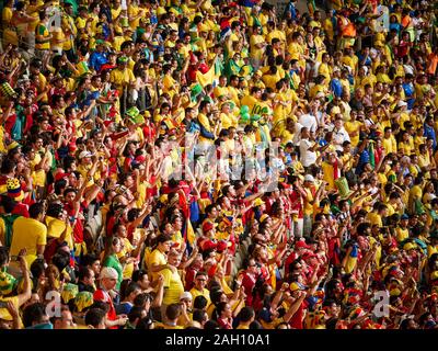 Fans of the Colombian national soccer team dance in Times Square ...