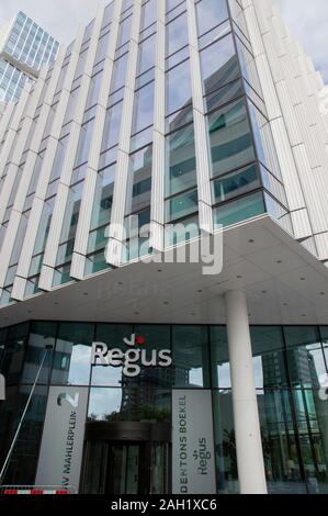 A logo sign outside of a Regus office space in Draper, Utah on July 27 ...