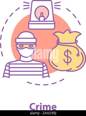 Crime concept icon. Offender, burglar idea thin line illustration ...