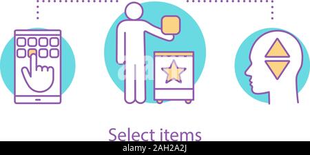 Select items concept icon. Choosing goods or services idea thin line ...