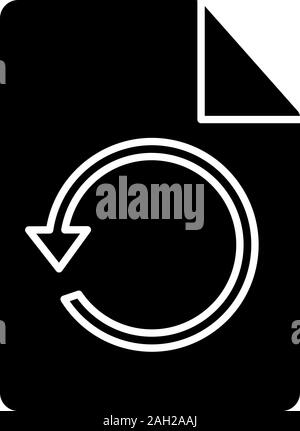 Restore page icon. File with reload sign. Data synchronization. Document with circle arrow. Flat ...