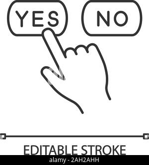 Accept and decline buttons linear icon. Thin line illustration. Yes or no click. Approve and ...