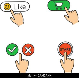 Accept and decline buttons color icon. Yes or no click. Approve and ...