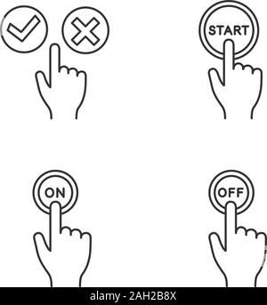 Accept and decline buttons linear icon. Thin line illustration. Yes or no click. Approve and ...