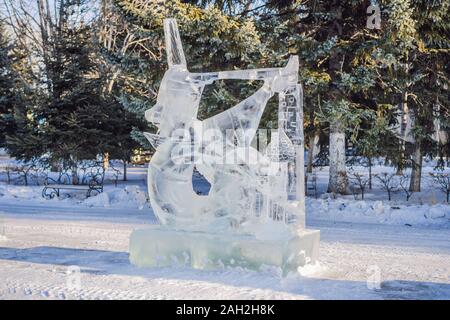 Ice statue made of ice on a frosty winter day Stock Photo - Alamy