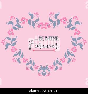 Card wallpaper of be mine with floral frame of elegant. Vector Stock ...