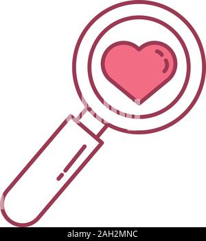happy valentines day magnifying glass with heart Stock Vector Image ...