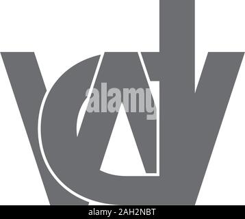 letter wd 3d flat geometric overlap logo vector Stock Vector Image ...
