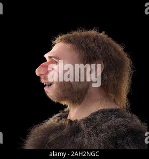 Digital illustration of a blond Neanderthal Stock Photo - Alamy