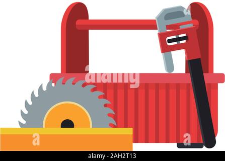 tools box with saw and piper wrench, colorful design Stock Vector Image ...