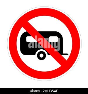 Warning sign with caravan symbol Stock Photo - Alamy