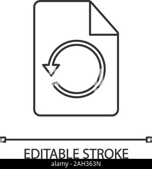 Restore page icon. File with reload sign. Data synchronization. Document with circle arrow. Flat ...