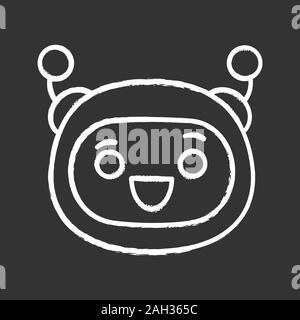 Excited robot emoji app icon. Laughing chatbot smiley with broad smile ...