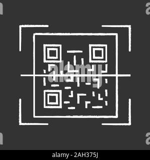 QR code chalk icon. Matrix barcode identification. 2D data code. Two ...