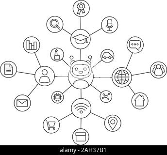 Digital connection scheme. Point structure, circuit modern, network ...