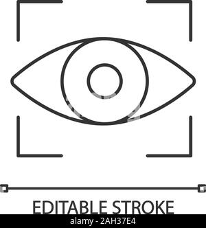 Retina scan linear icon. Iris recognition. Thin line illustration. Eye scanning. Biometric ...