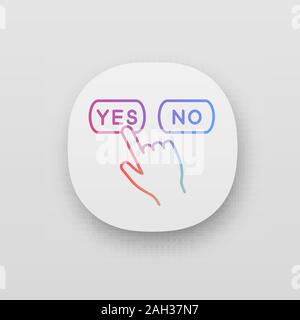 Accept and decline buttons linear icon. Thin line illustration. Yes or no click. Approve and ...
