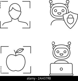 Object detection app linear icon. Thin line illustration. Deep learning. Artificial intelligence ...
