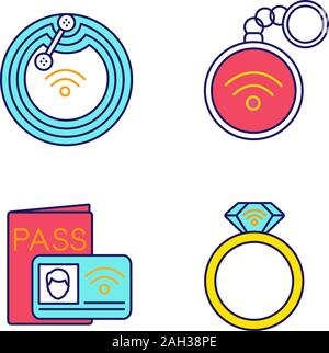 NFC microchip color icon. Near field communication. RFID transponder ...