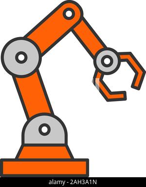 Industrial robotic arm color icon. Robot hand. Isolated vector ...