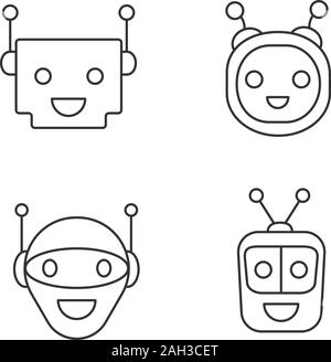Chatbots line icons collection. Artificial intelligence, Virtual ...