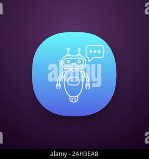 Chatbot typing answer color icon. Talkbot with three dots in speech bubble. Modern robot ...