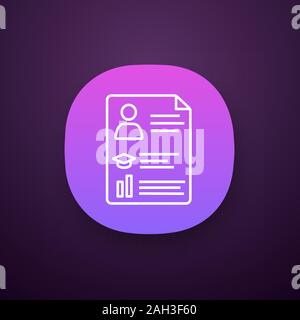 Resume app icon. UI/UX user interface. CV. Curriculum vitae. Personal ...