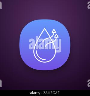 Air humidification conditioner function linear icon. Water evaporation ...