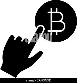 Bitcoin mobile pay glyph icon, payment and pay with bitcoin, Hand ...