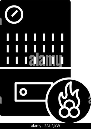Solid fuel boiler glyph icon. House central heater. Firewood boiler ...