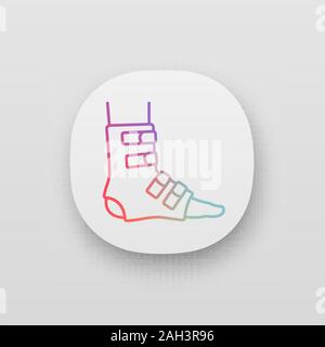 Foot ankle brace linear icon. Foot orthosis. Thin line illustration ...