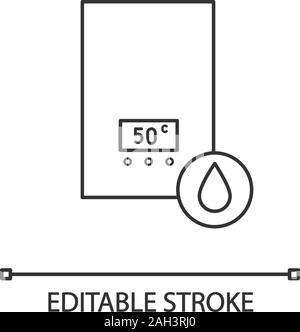 Electric water heater linear icon. Heating water. Thin line illustration. Home boiler. Contour ...