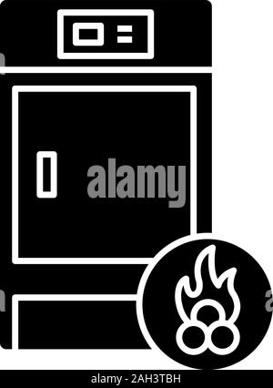 Solid fuel boiler glyph icon. House central heater. Firewood boiler ...