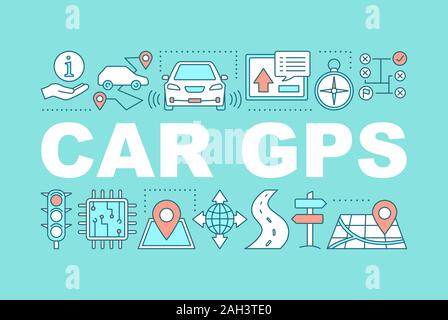 Car GPS system word concepts banner. GPS navigation. Mapping. Route ...