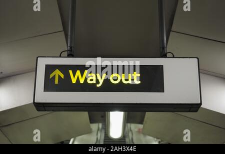way out sign, London Underground, London, UK Stock Photo - Alamy