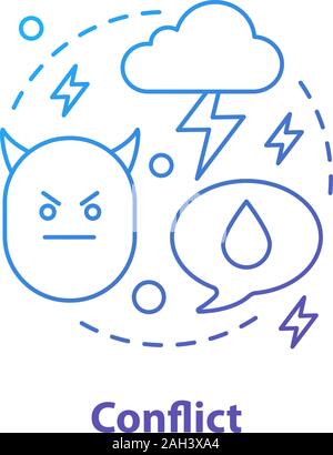 Conflict concept icon. Anger, bad mood. Stress. Disagreement idea thin line illustration ...