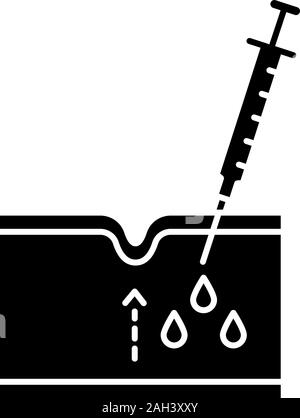 Subcutaneous injection glyph icon. Silhouette symbol. Vaccination ...