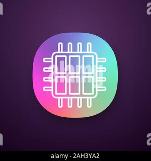 Six core processor color icon. Hexa microprocessor. Microchip, chipset. CPU. Central processing ...