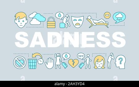Sadness word concepts banner. Depression and fatigue. Presentation ...