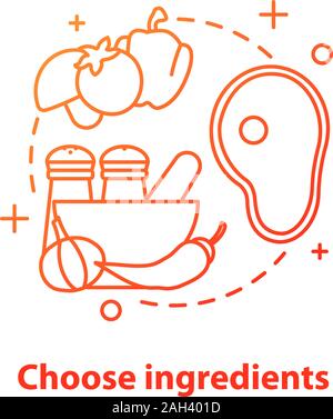 Choosing ingredients concept icon. Grocery idea thin line illustration ...