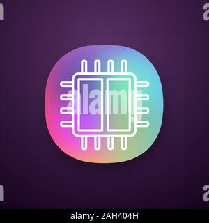 Dual core processor app icon. X2 microprocessor. Microchip, chipset. CPU. Central processing ...