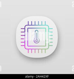 Processor temperature app icon. Core temp. CPU overheating. Chip ...