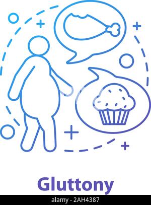 Gluttony concept icon. Obesity problem idea thin line illustration ...