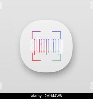 Traditional barcode app icon. UI/UX user interface. Linear code scanning. One dimensional ...